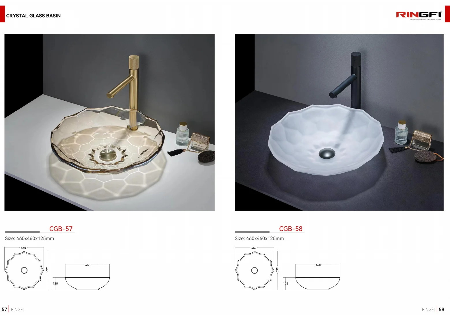 Unique Art Bathroom Crystal Lavatory Countertop Glass Wash Basin