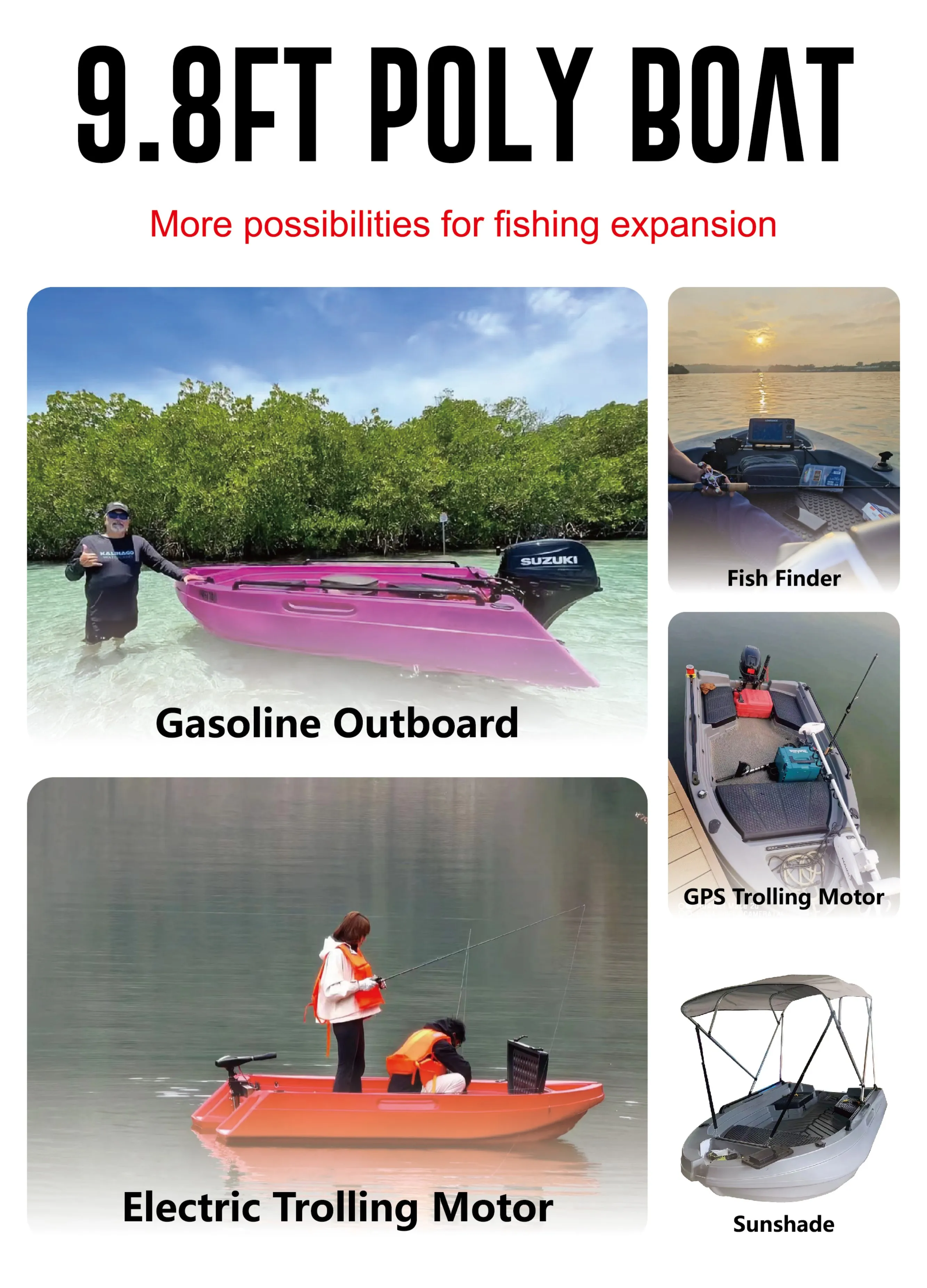 New Arrival 10ft 3.05m 3M Fishing Motorised Kayak Tuffy Boats