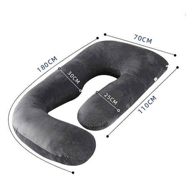 Wholesale Crystal Velvet J-Shaped Body Pillow - Adjustable & Foldable