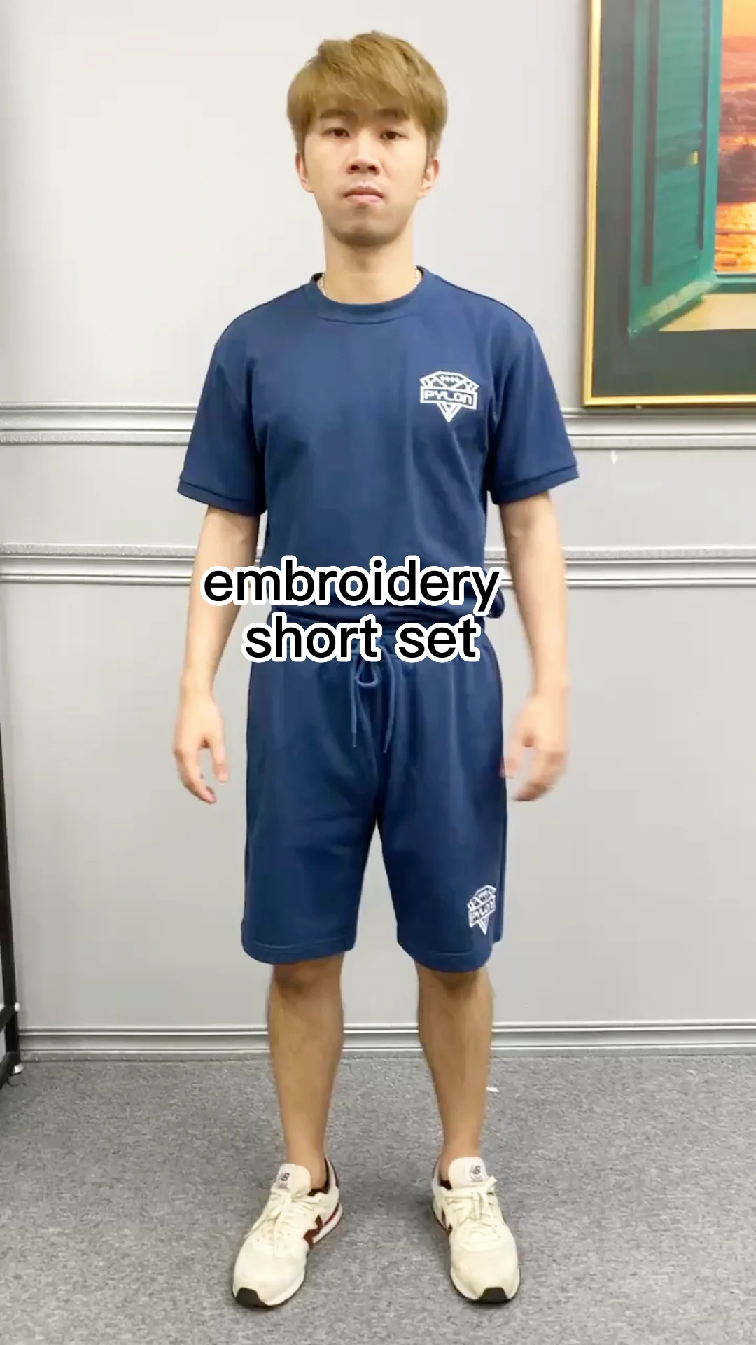 Men Clothing Graphic Shirt Two Piece Outfit Matching Short Set Cotton ...