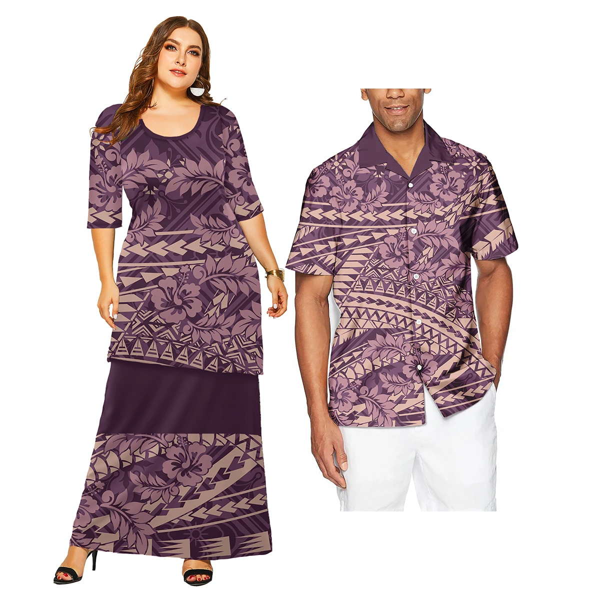 Matching Clothes for Couples Polynesian Tribal Print Dress & Men Shirt ...
