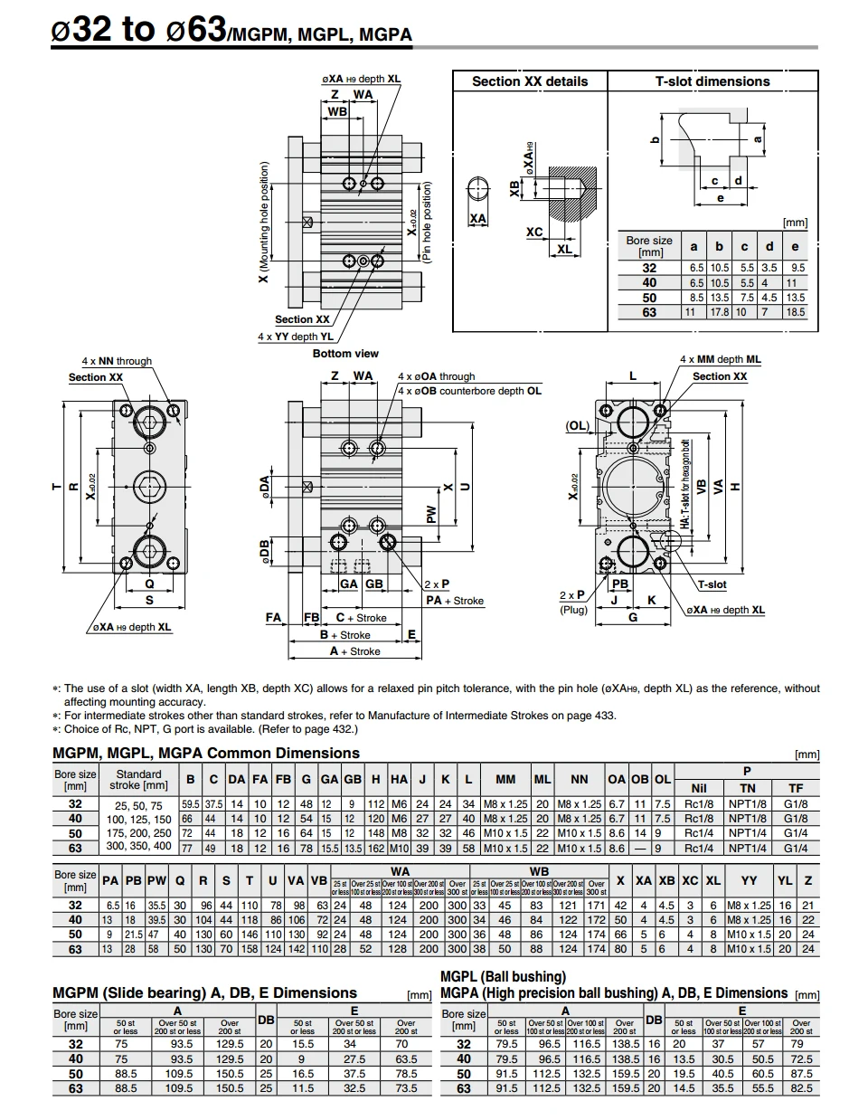 SMC Type Three Shaft Rod Guided Double Action MGPM Series