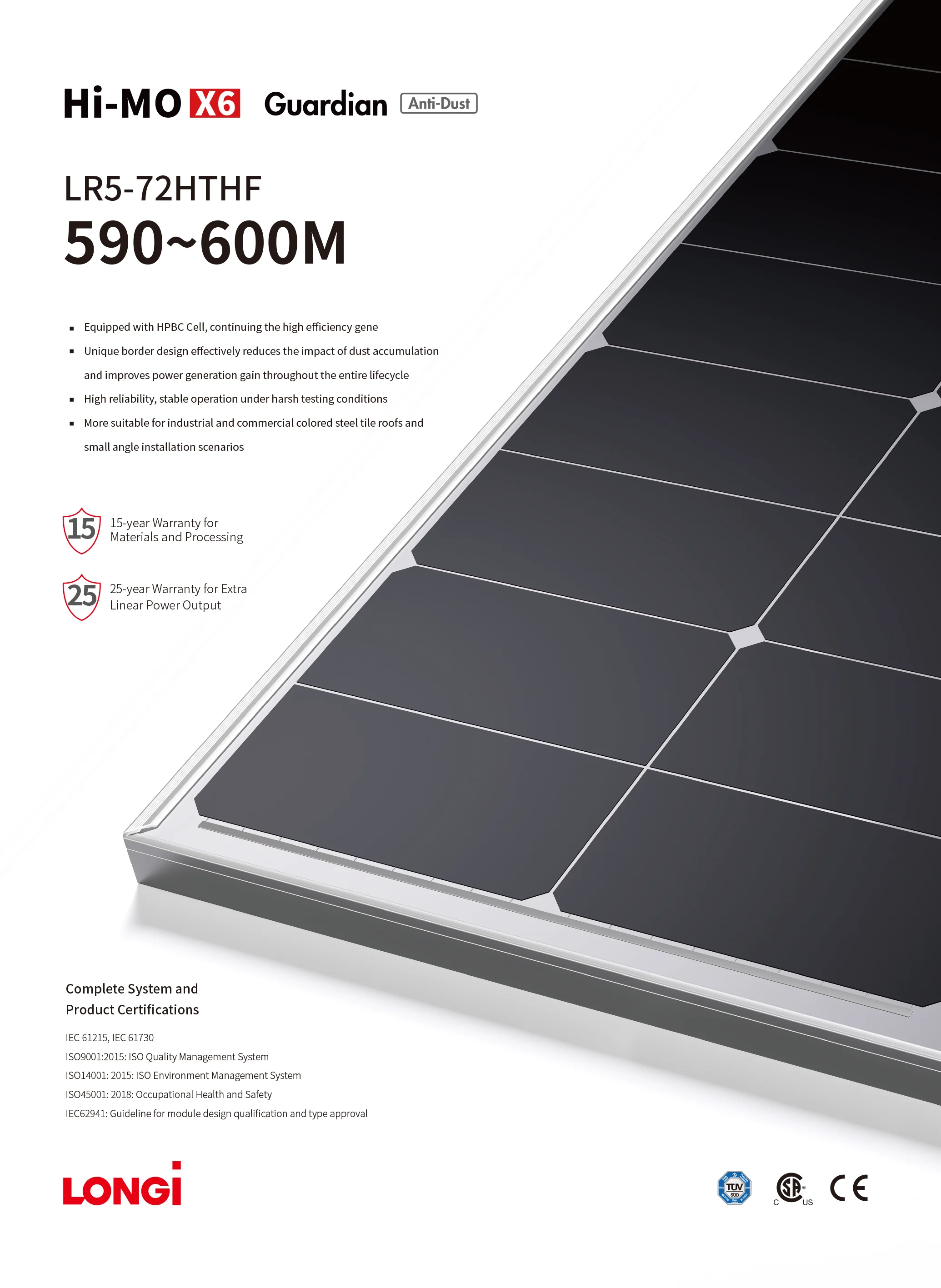 Longi Hi-mo X6 Guardian Anti-dust Solar Panel 540w 590w 595w 600w ...