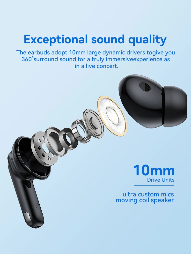 In-ear Headphones Ipx5 Waterproof Anc Enc Hybrid Wireless Earbuds Call ...