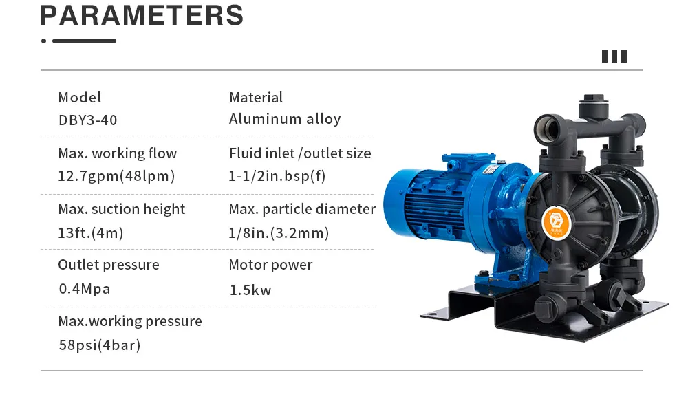 DBY3-40L Electric Diaphragm Pump_DBY_Electric Double Diaphragm Pumps_GODO PUMPS