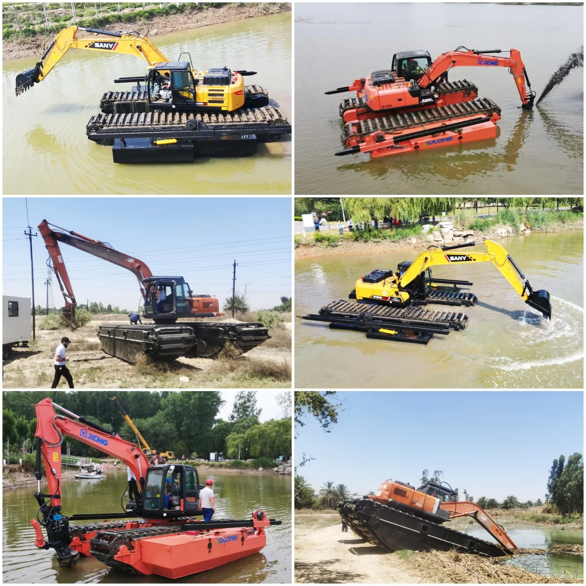 Specialized Design Floating Pontoons Amphibious Excavator with Spud for ...