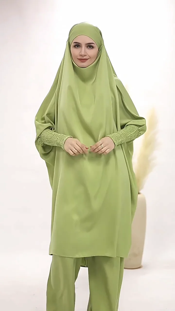Traditional Muslim Clothing Ramanda Pray Dress Satin Women Two Piece ...