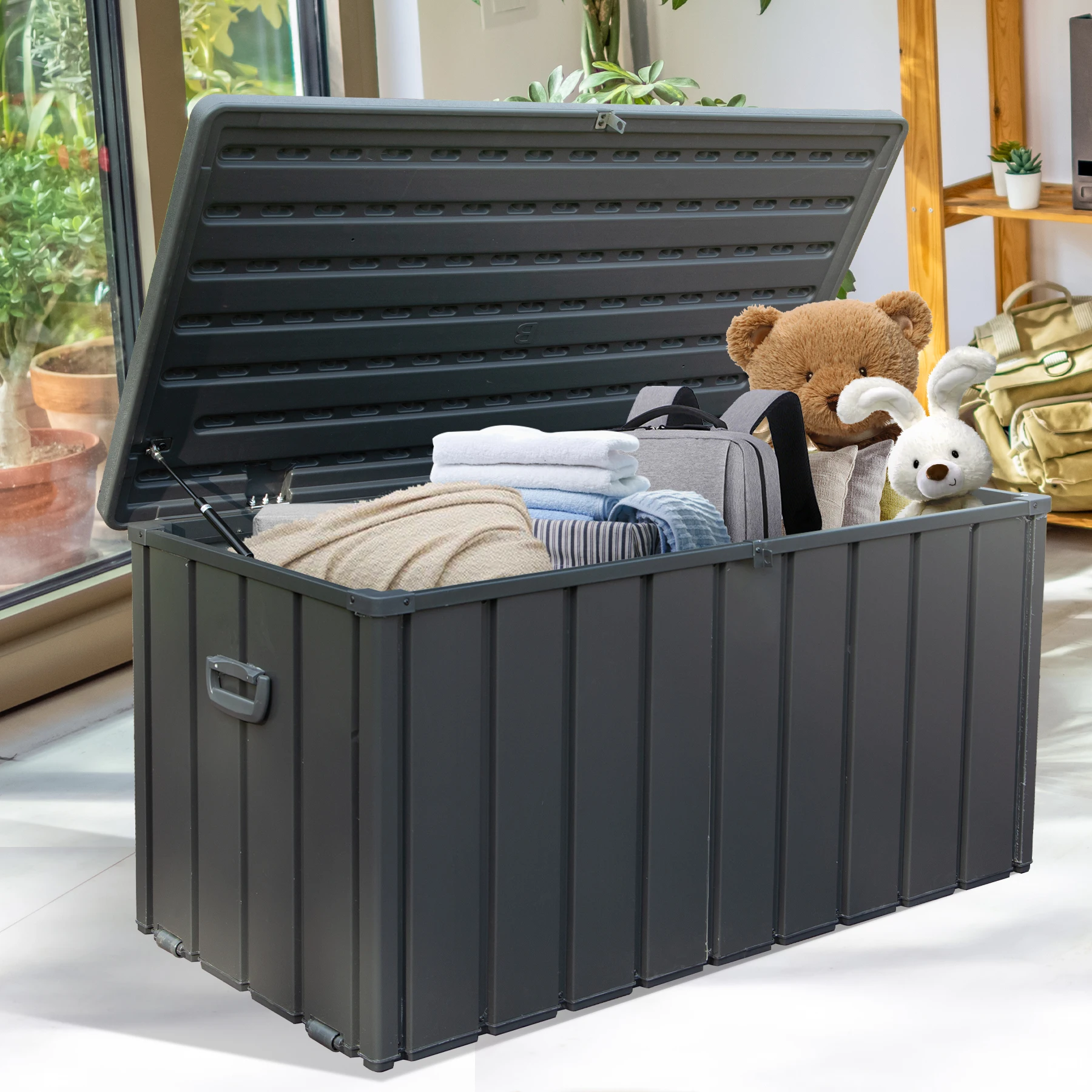 Durable 100-Gallon Metal Secure Lid Ample Storage Space Ideal ...