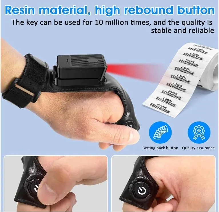 1D/2D/QR Finger Trigger Barcode Reader BT 2.4g Wireless Warehouse ...