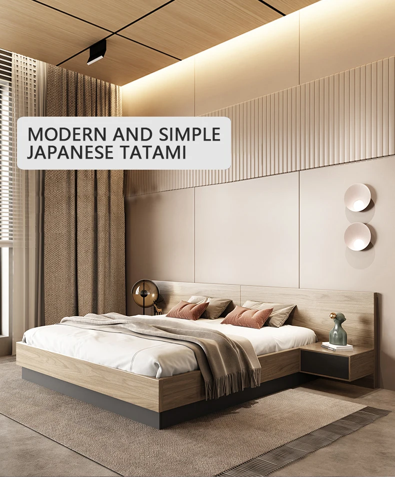 Modern Japanese-Style Tatami High Box Storage Murphy Bed - Minimalist ...