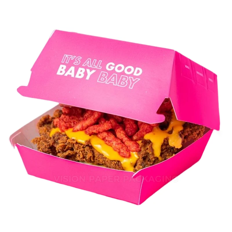 Customizable Pink Burger Box - Biodegradable & Stylish