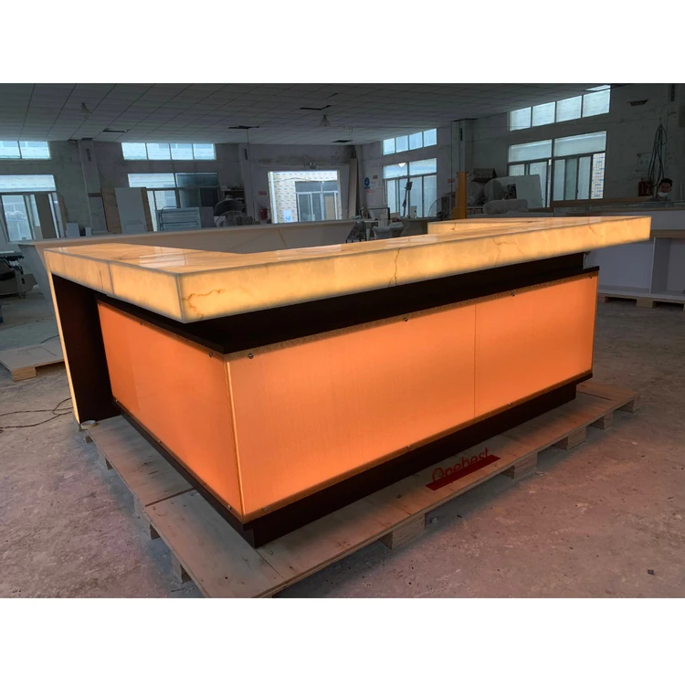 Modern LED Quartz Stone Outdoor U-Shape Coffee Bar Counter ...