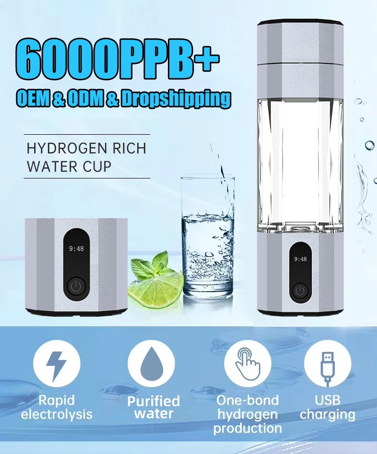 SPE Portable Hydrogen Water Bottle - 6000/10000 Ppb USB Powered