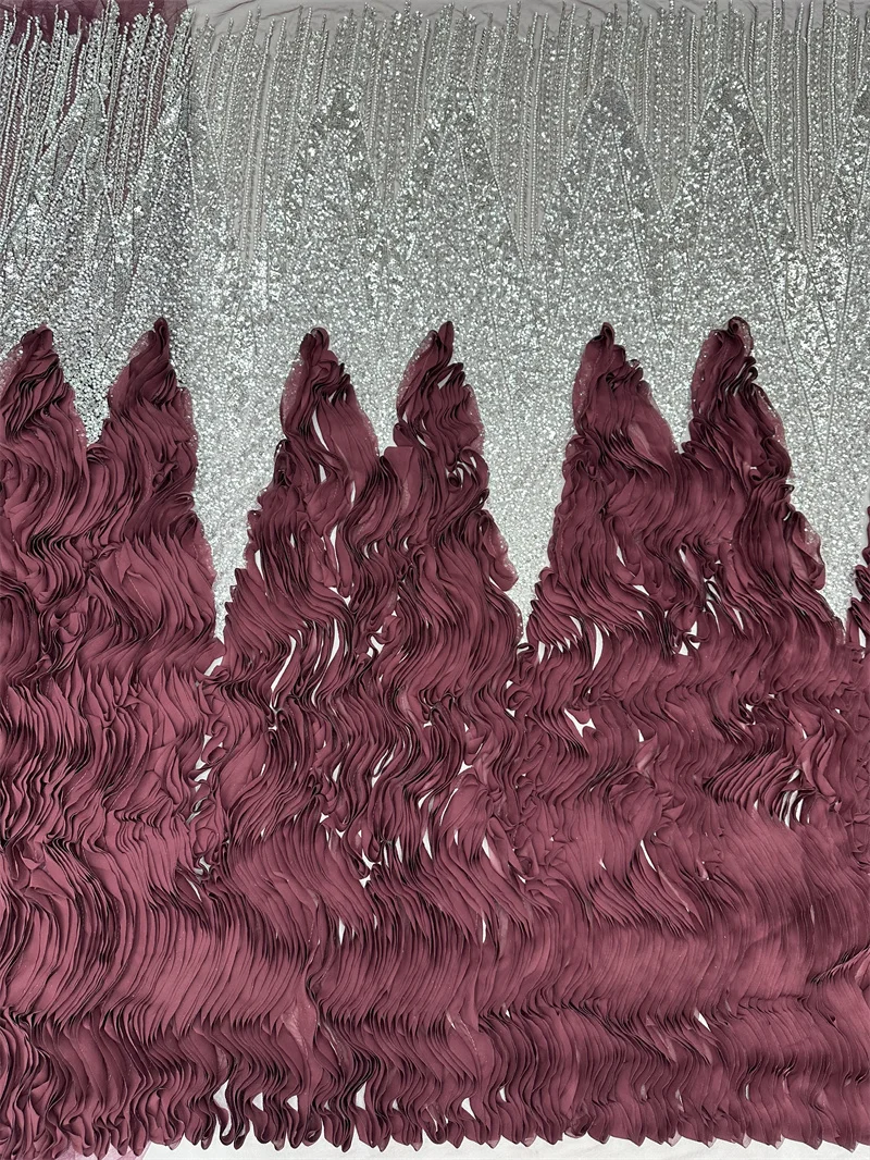 Heavy Beaded Luxury Bridal 3D Feather Sequin Embroidery Tulle Mesh Lace ...
