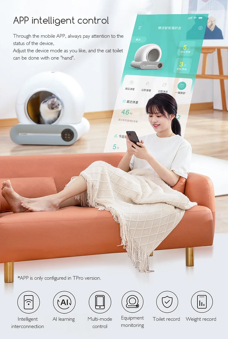 Large Space Comfortable Self Cleaning Automatic Cat Smart Litter Box ...