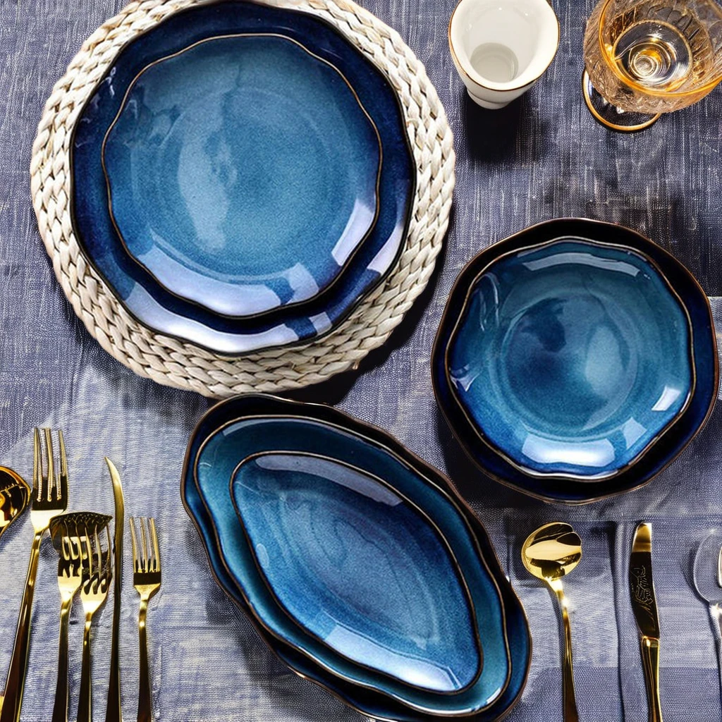 Hot Selling Luxury Ceramic Dinner Set Kiln Reaction Glaze High Quality ...
