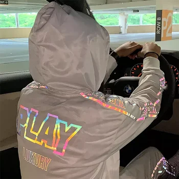 Streetwear Custom Logo Reflective Mens Windbreaker Tracksuit 3m ...