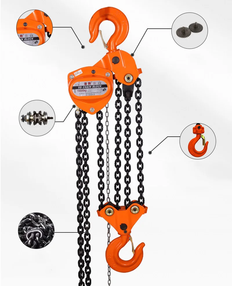 Chain Block Hook Safety Latch Pulley Blocks Handle Manual 200 Kg Manual ...