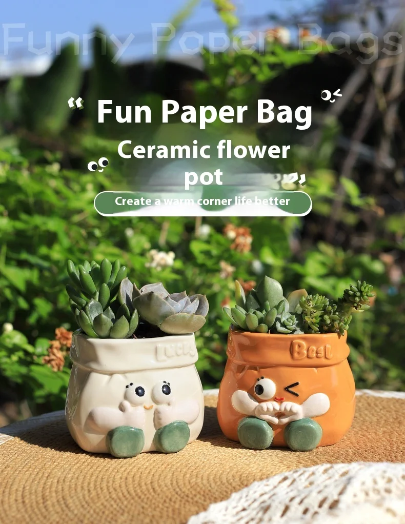 Modern Cute Mini Desktop Gardening Ceramic Flower Pot Creative Fleshy ...