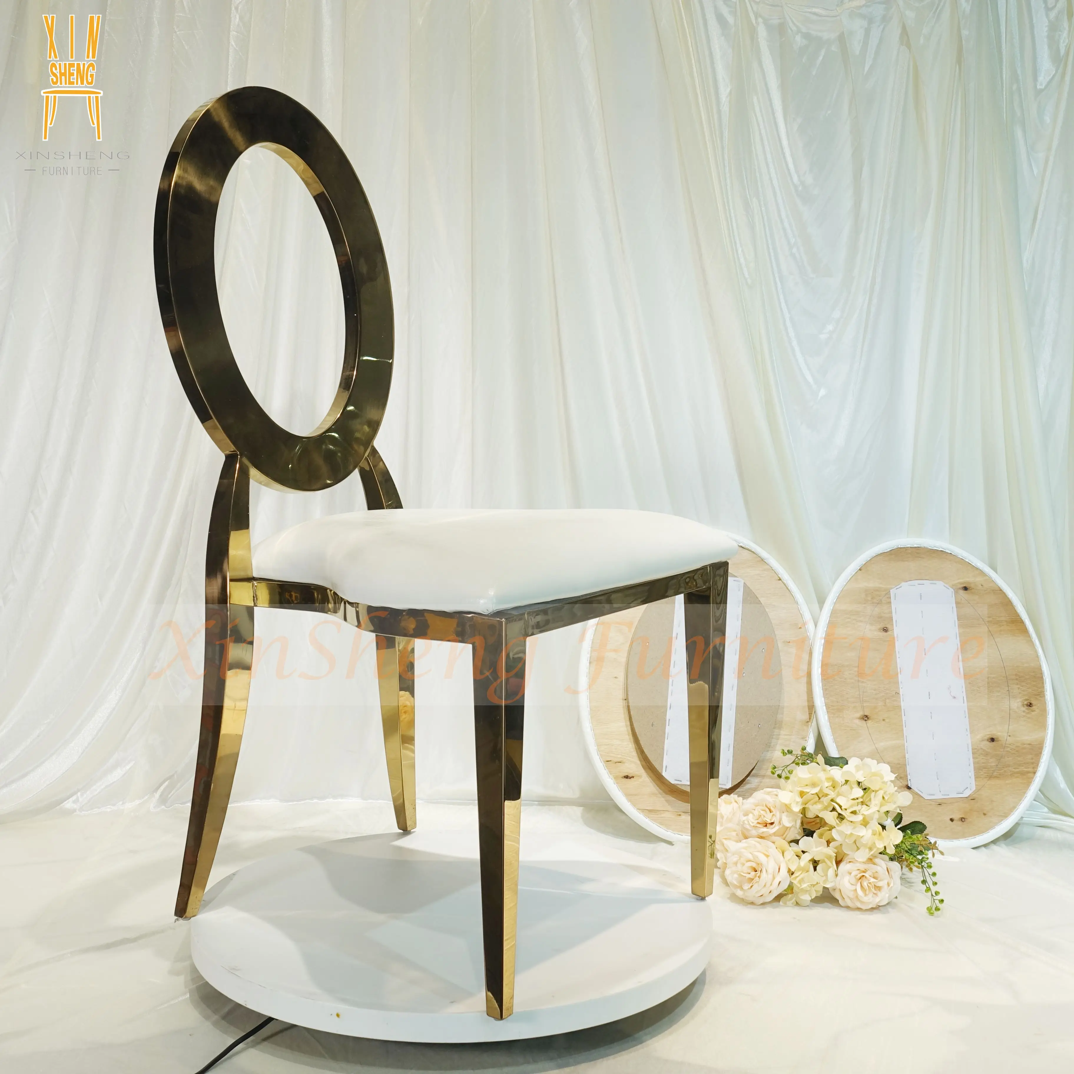 Luxury Event Round Back Design Gold Party Stainless Steel Hotel Wedding ...