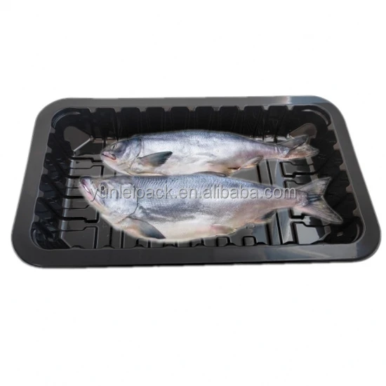 Disposable Black PP Meat Packaging Trays Lid Rectangular Blister Map ...