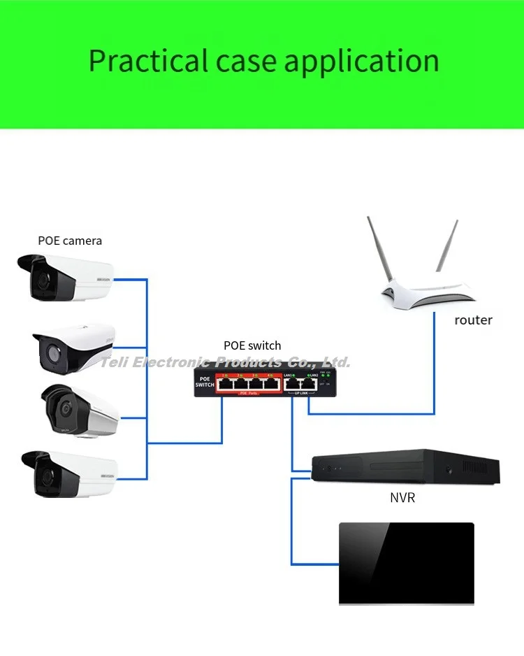 POE Switch 100 MB 10 Port POE10/100M 8 Channel High Power 48V Standard ...