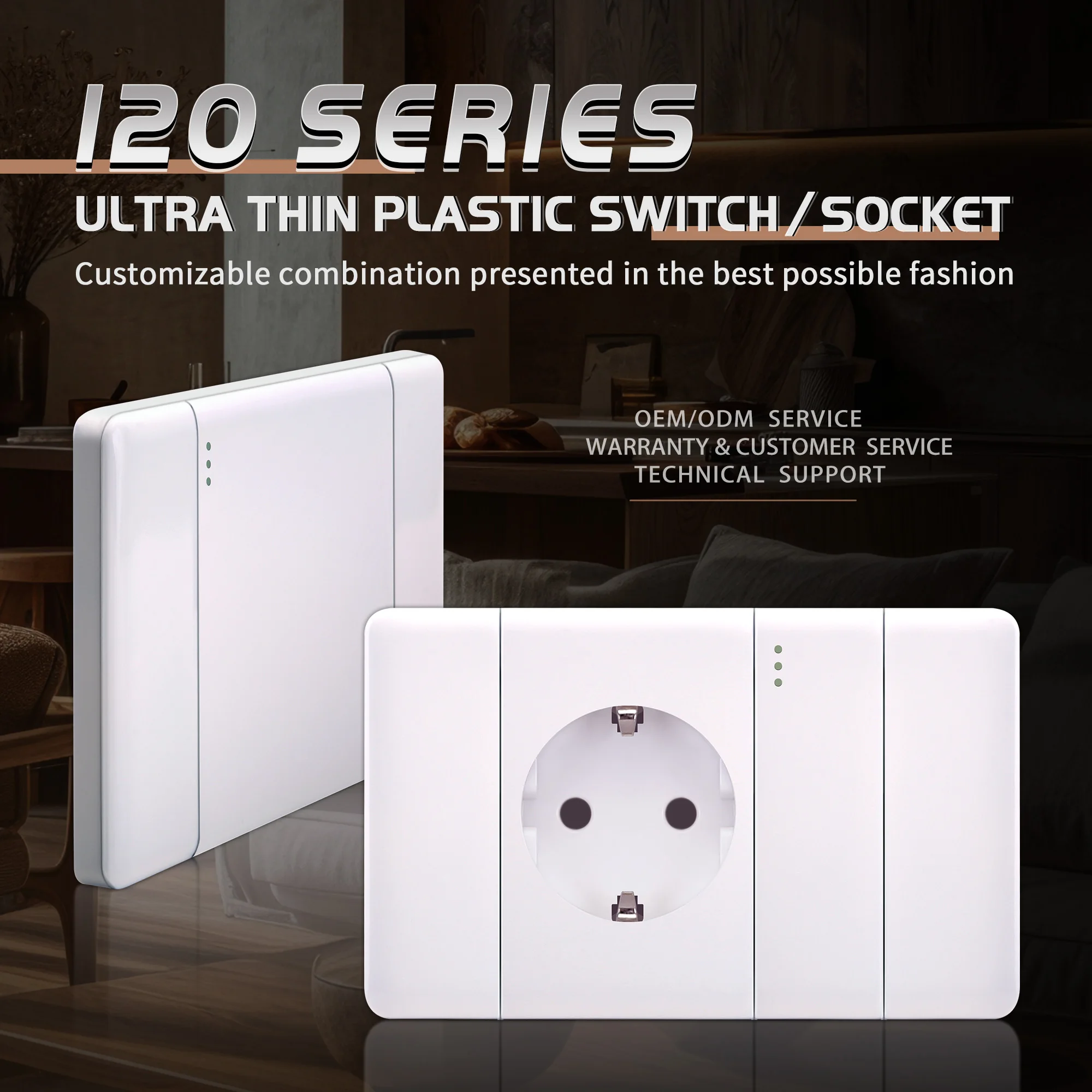 New style 120 Series 16A 1Way Wall Switches Modular Socket Eu Plugs ...