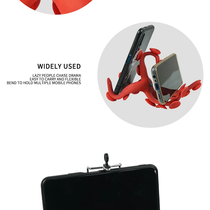 Flexible Tripod Octopus Phone Holder Soft Silicone Suction Cup Flexible ...