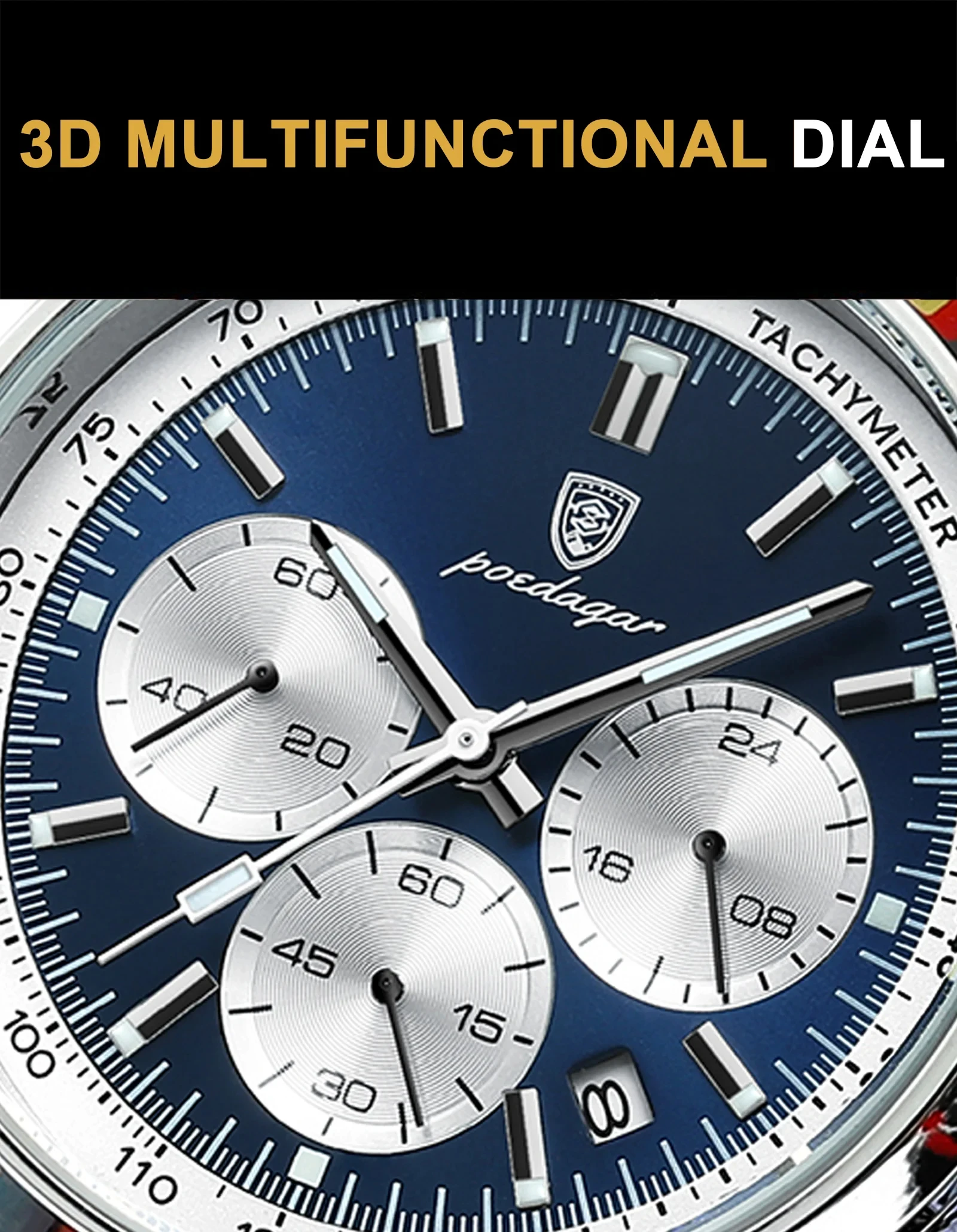 POEDAGAR 921 Luxury Men's Chronograph Watch - Waterproof Quartz Leather ...