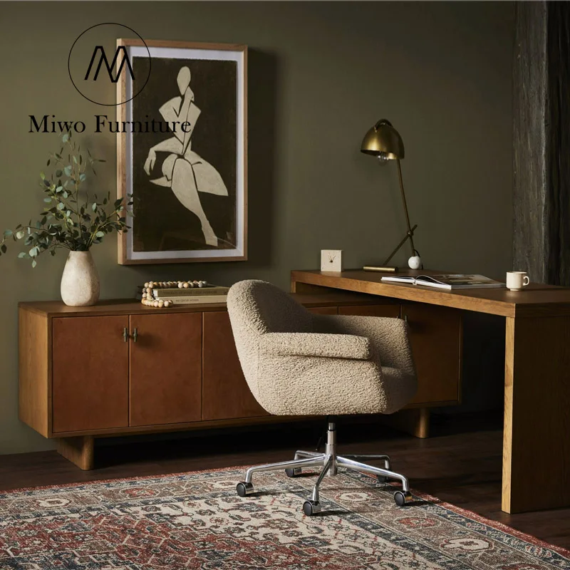 Modern Luxury Secretaire Office Solid Wood boss Computer Table Nordic L ...