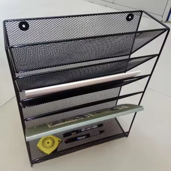 Black 5 Layer Office Hanging Wall File Organizer Metal