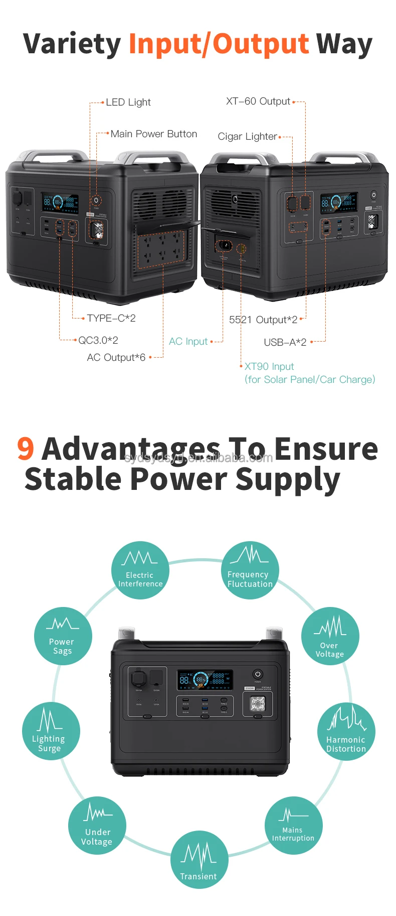 Off Grid Outdoor Camping 2000W Solar Generator Power Station
