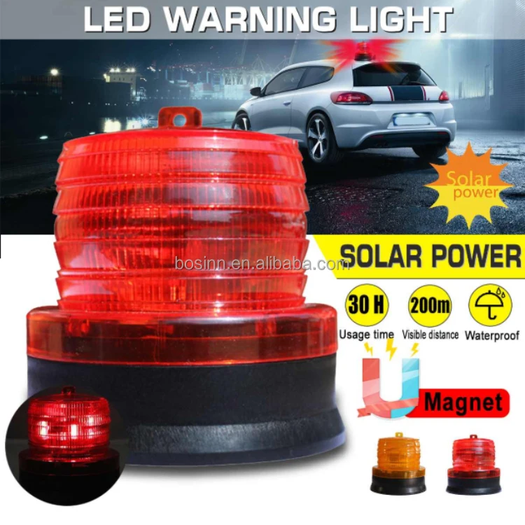 Traffic Warning Lights Car Roof Magnet Strobe Light Solar Beacon Lamp ...