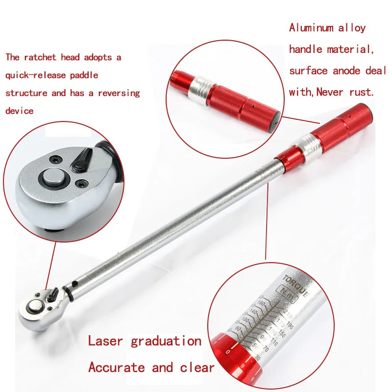 Mini Mechanical Torque Wrench Preset Torque Adjustable 3/8 Range 10N.m ...