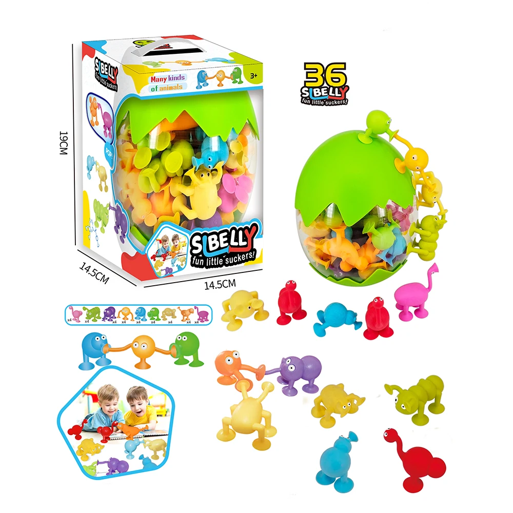 36 Pcs Kids Diy Sticky Soft Building Blocks Toy Pop Sucker Funny ...