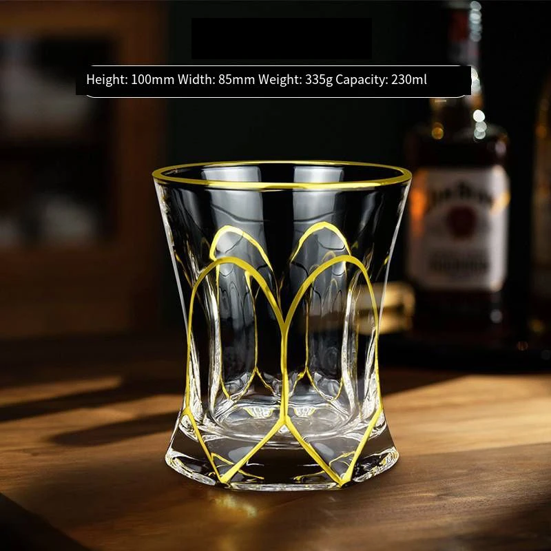 230ml Luxury Bohemian Gold Hand Painted Old Fashioned Whiskey Glass ...