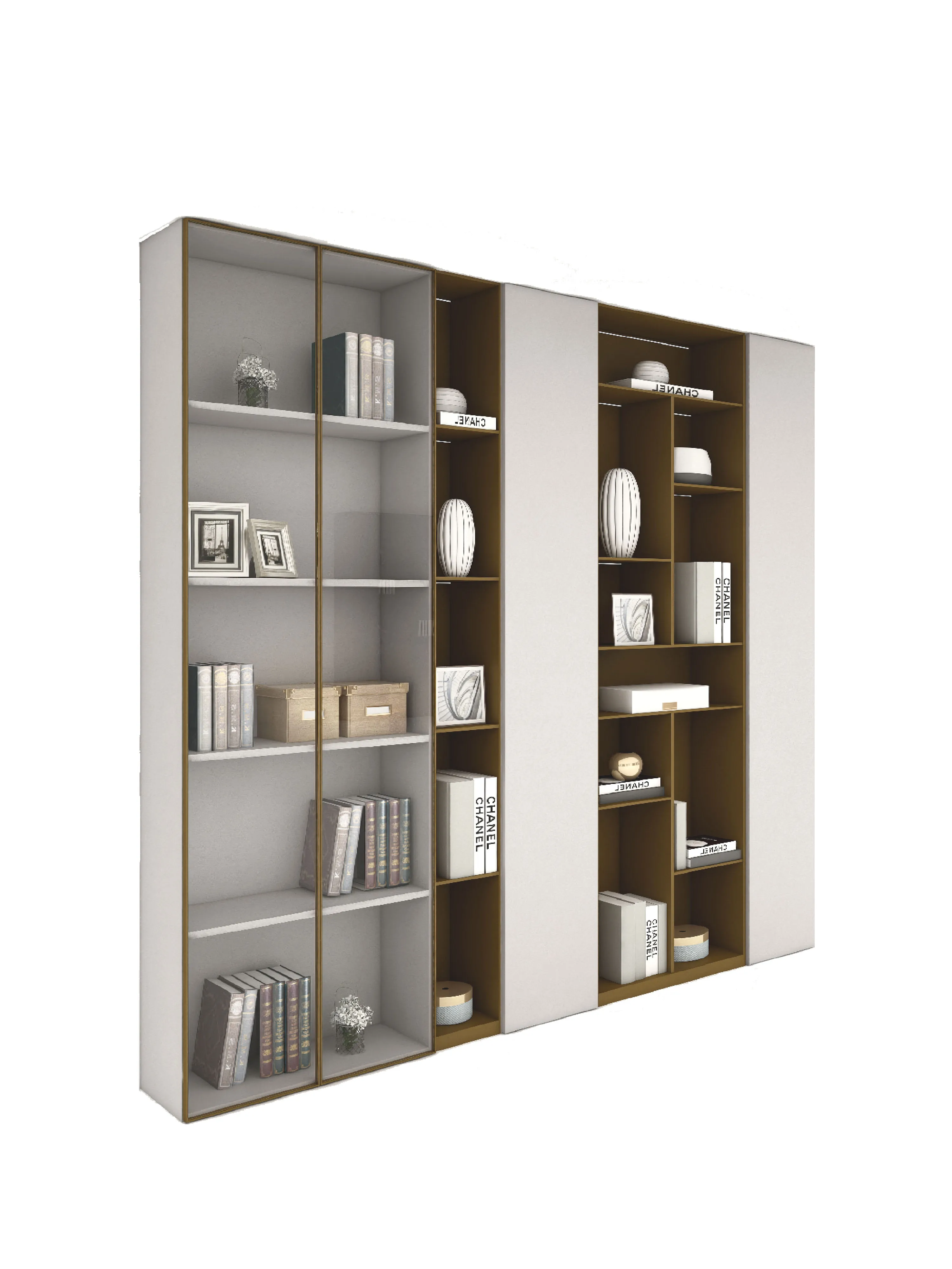 Customized Light Luxury Modern Style Bookshelf With Drawers,Orange Open ...