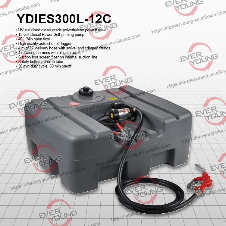 300L Diesel Transfer Tank with 12V Electric Pump - Easy to Operate