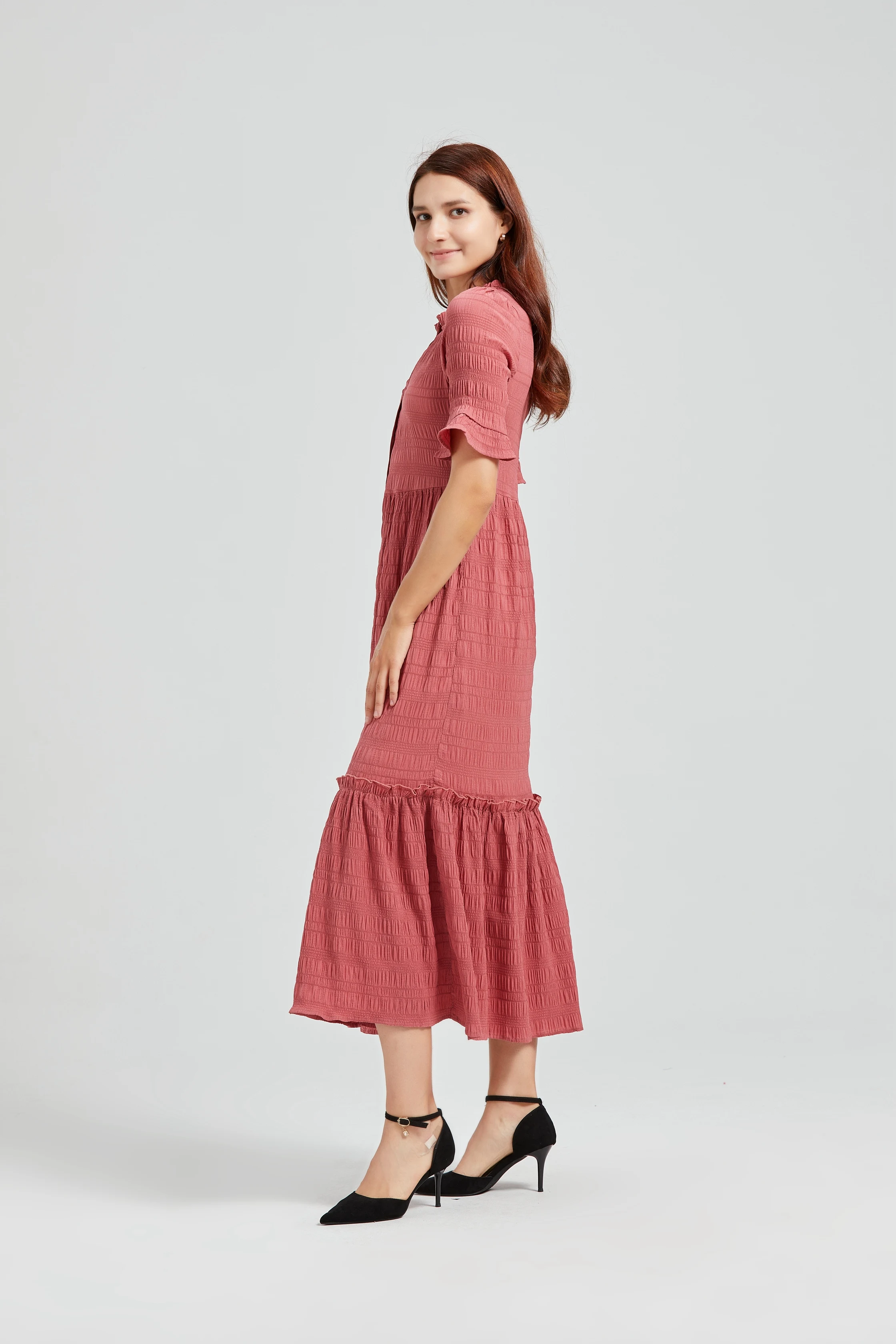 Custom Long Sleeve Outdoor Woman Girls Clothes Crepe Casual Polyester ...