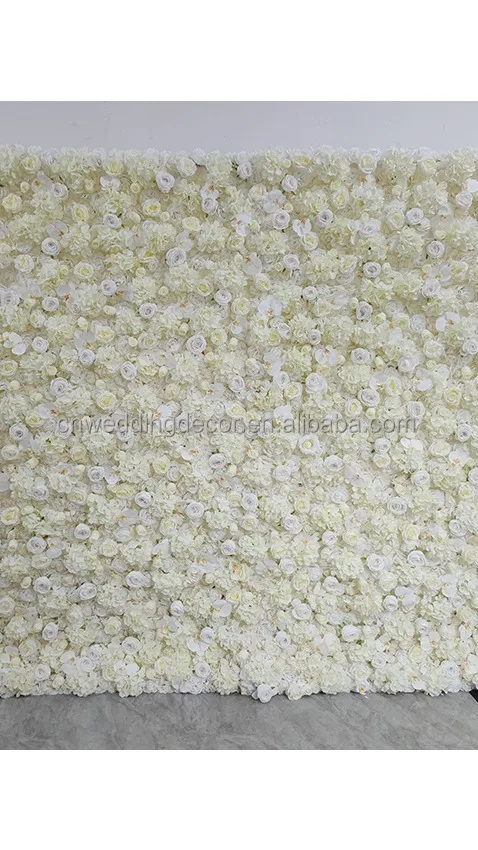 White Background Flower Wall Ivory Hydrangea Rose Background Wall ...