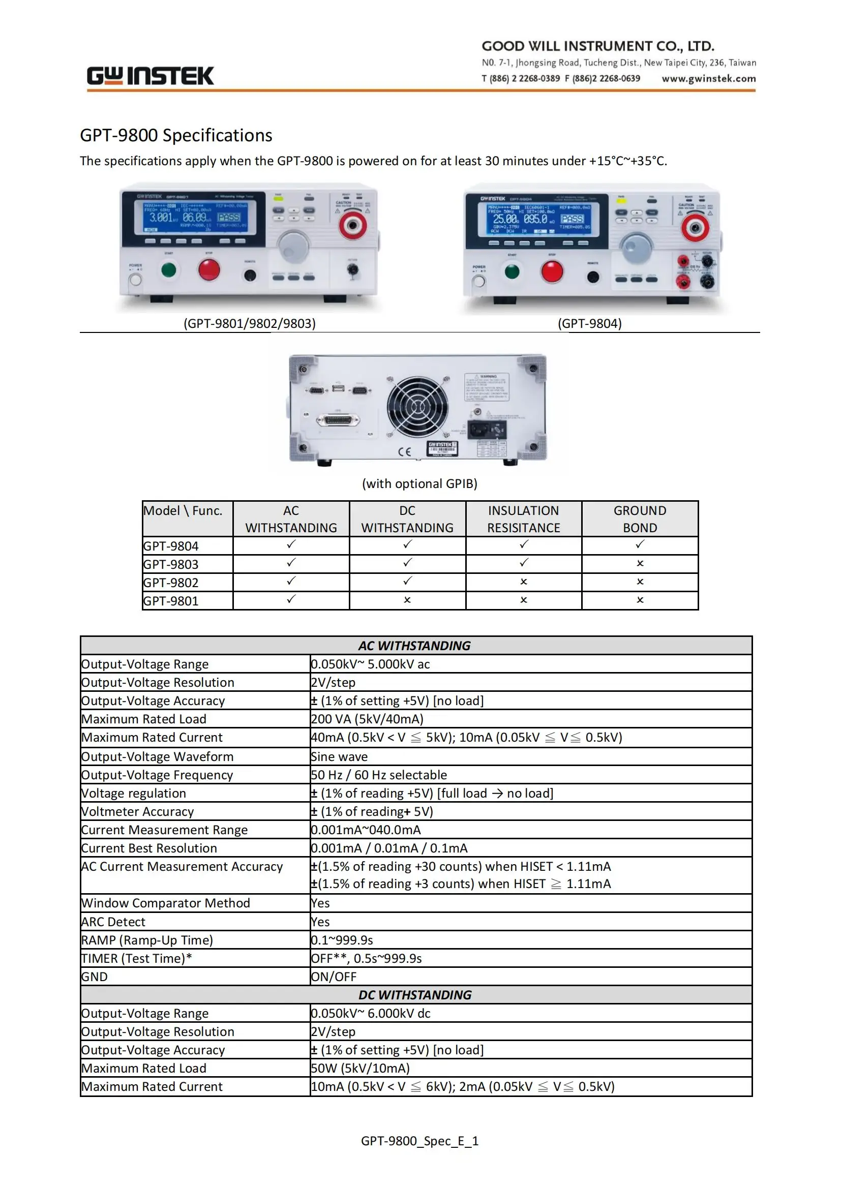 Gwinstek GPT-9800 Series - Reliable Electrical Safety Testers