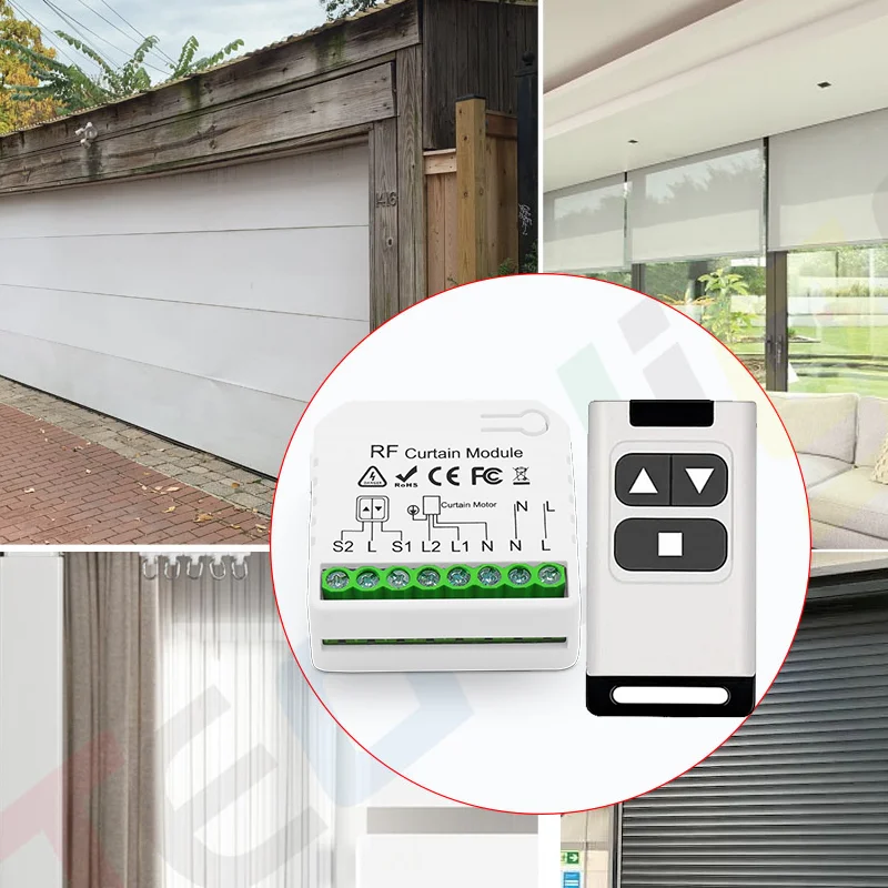 433mhz 110v 220v Curtain Blind Switch 2 Way Wireless Remote Control ...