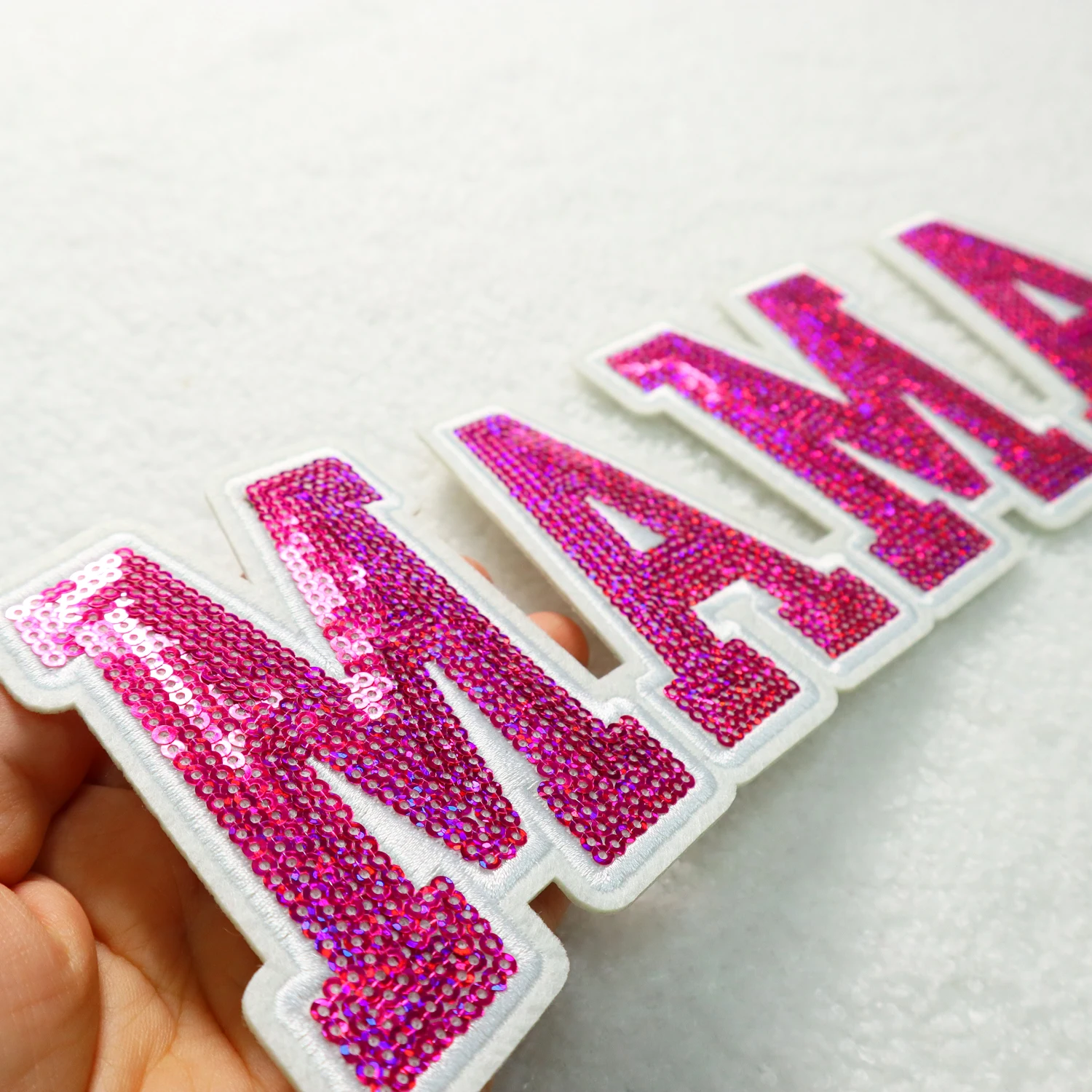 Wholesale Embroidery Mother Day Chenille Sequin Patches Custom Iron On Sequin Mama&mom Patch ...