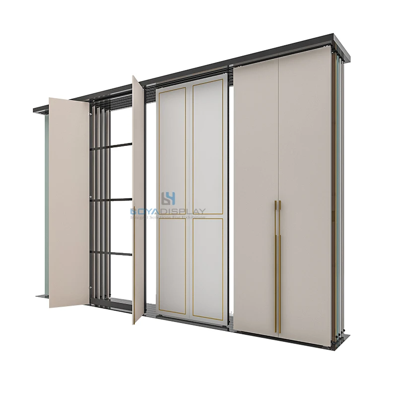 Custom door display stand double rows cabinet door display rack smooth ...