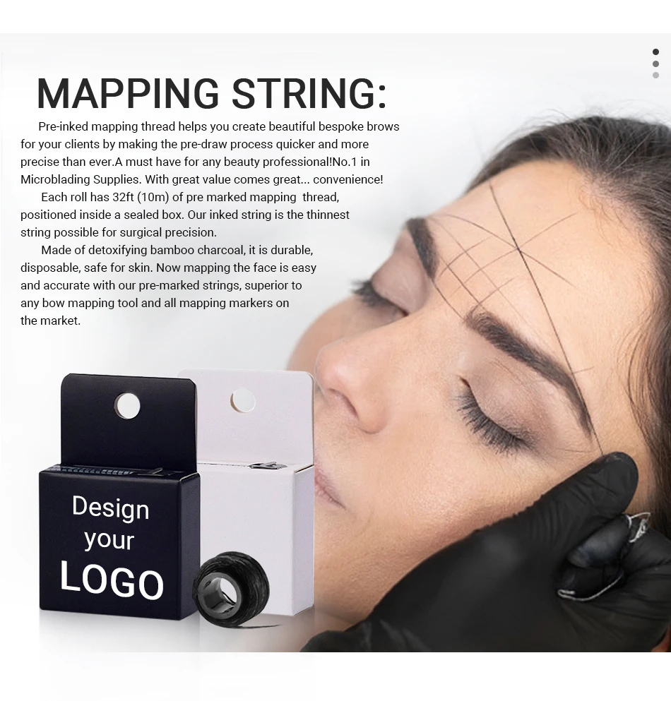 Hot Microblading Mapping String Eyebrow Ruler Permanent Makeup 10m Pre-inked Eyebrow Thread Brow ...