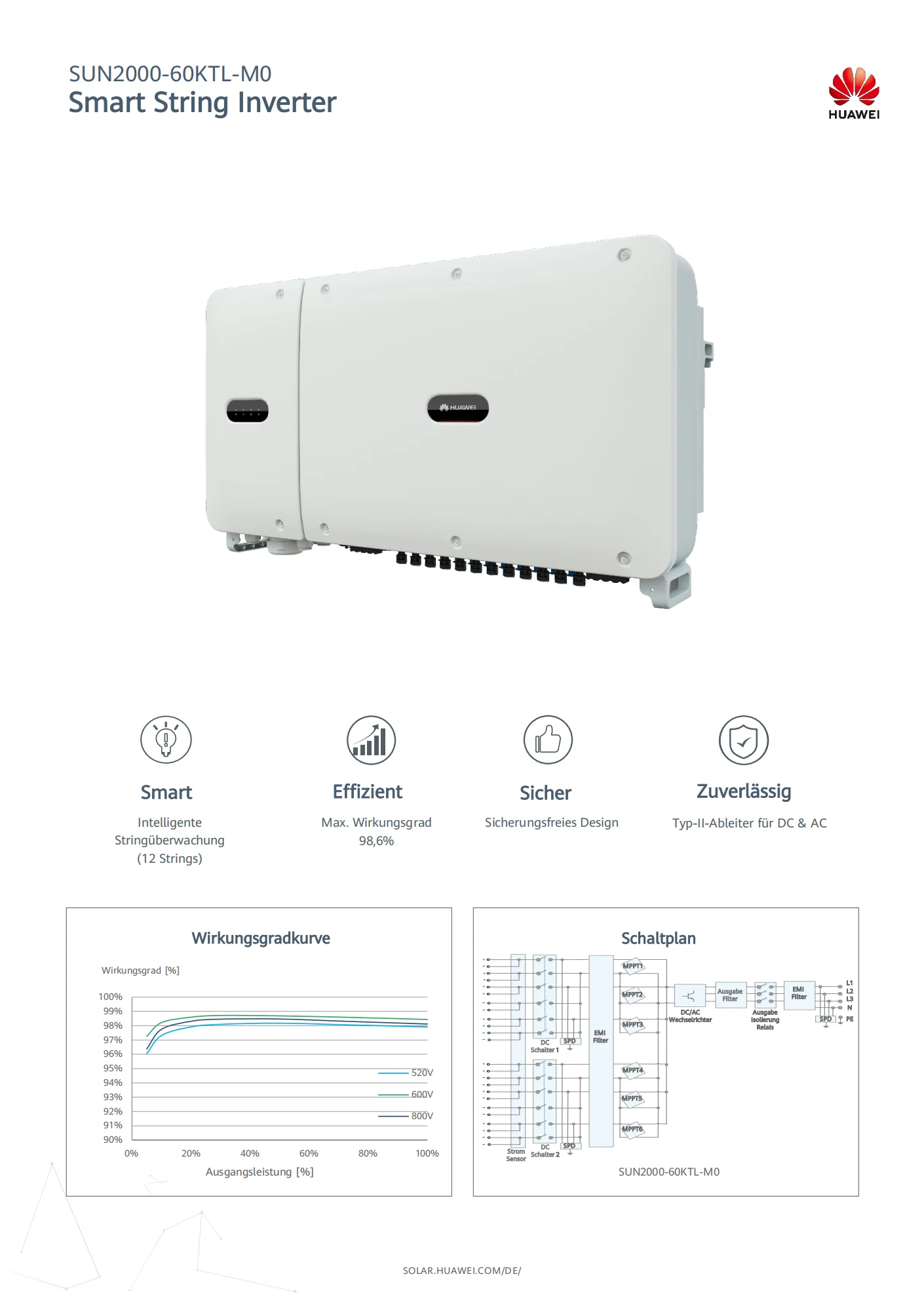 Huawe1 Sun2000 60kw Ktl-m0 Smart String Inverter Three Phase Commercial ...