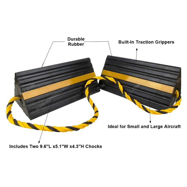 Aircraft Wheel Chocks Small Size Ribbed Rubber Reflective Tape Rope ...