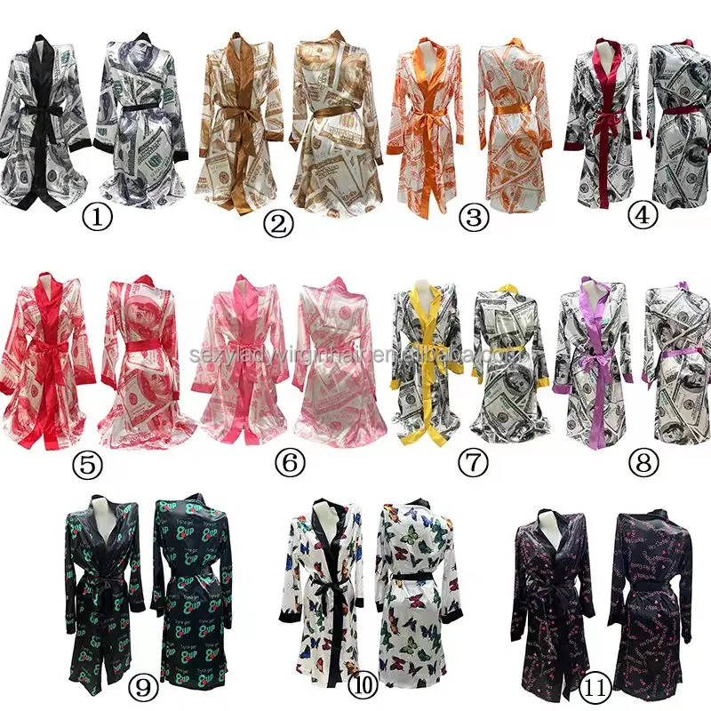 Silk Cartoon Sleepwear Night Gown Robe Pajama Money Zodiac Bath Robes ...