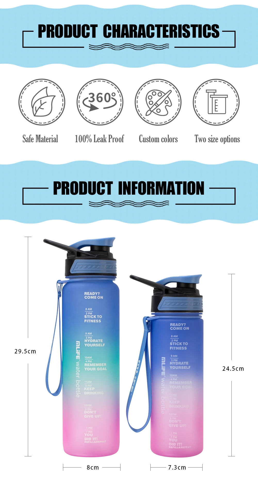 650ML Plastic Water Bottle With Handle Sport Drinking BPA FREE Custom ...