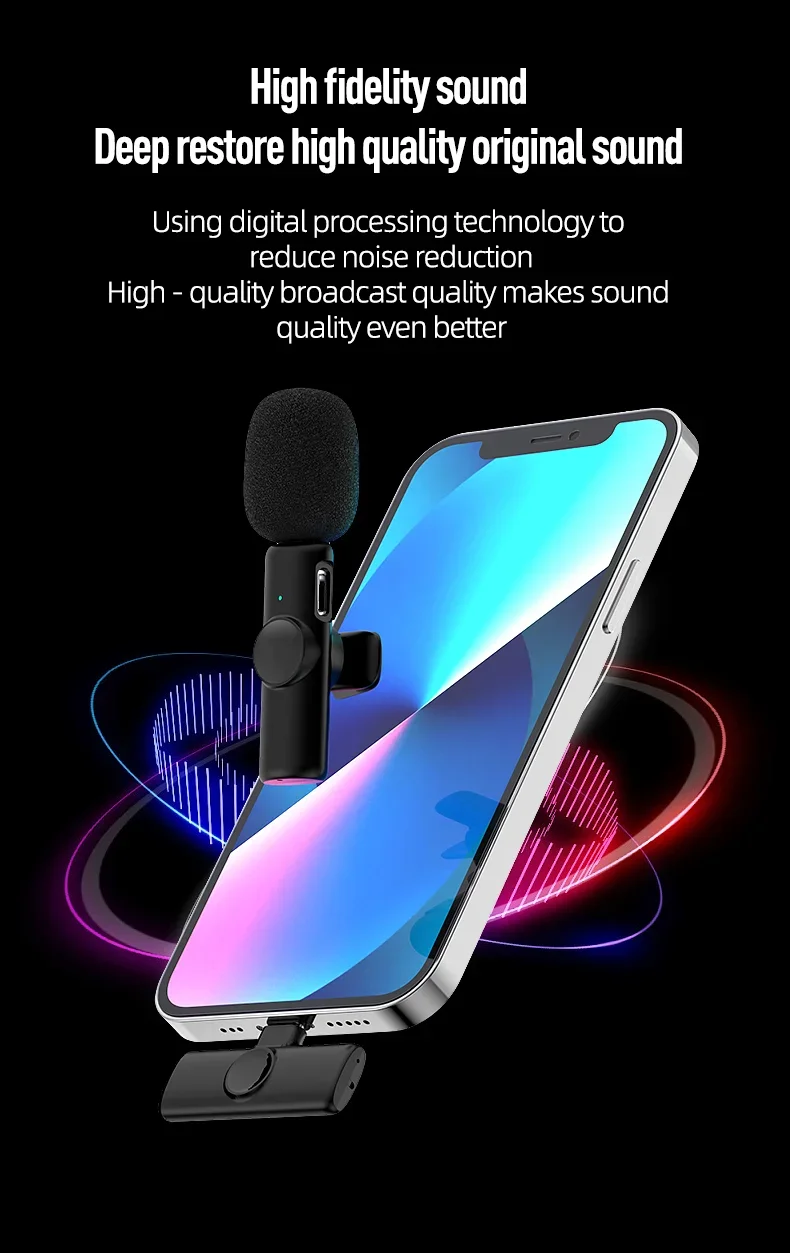 K11 Wireless Lavalier Microphone for Karaoke - Bluetooth, Noise ...